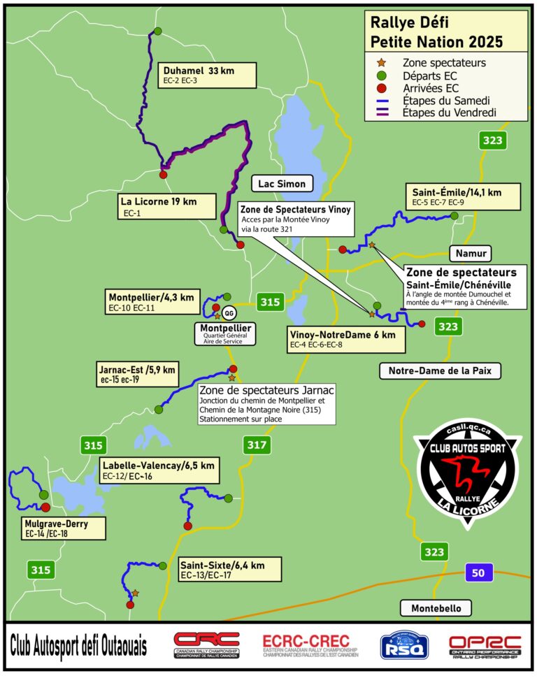 Carte et Horaire 2025 Map and Schedule – Rallye Défi